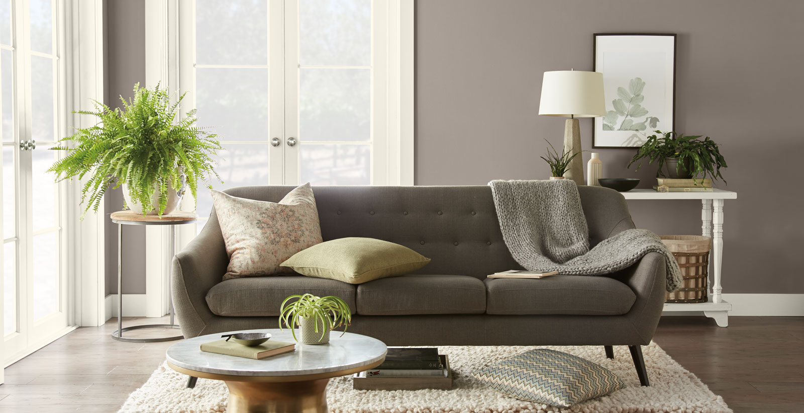Gray Spirited Living Room | Casual, Bold & Dramatic Living Room | Behr