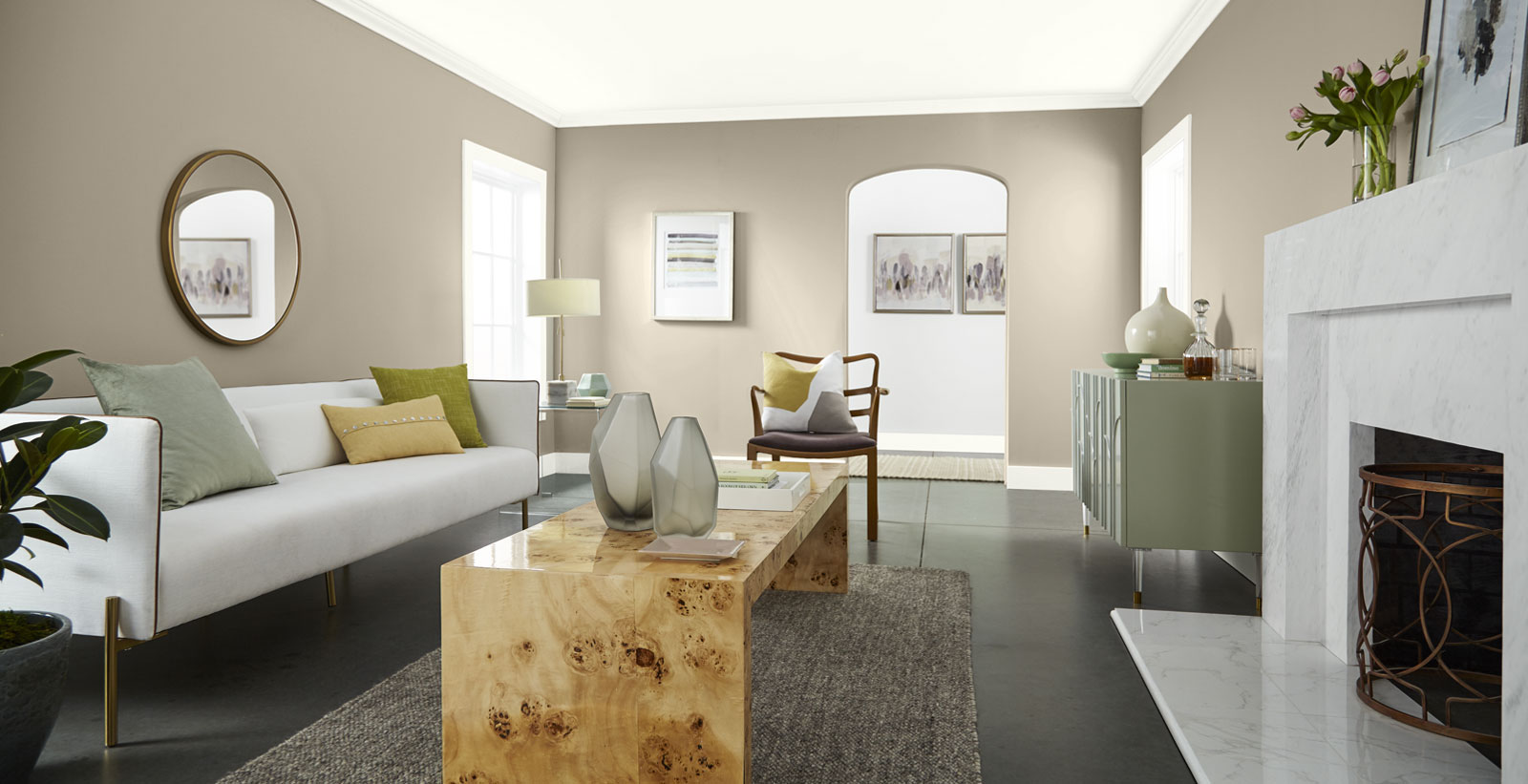 Brown Simplified Living Room | Modern, Cheerful & Friendly Living Room ...