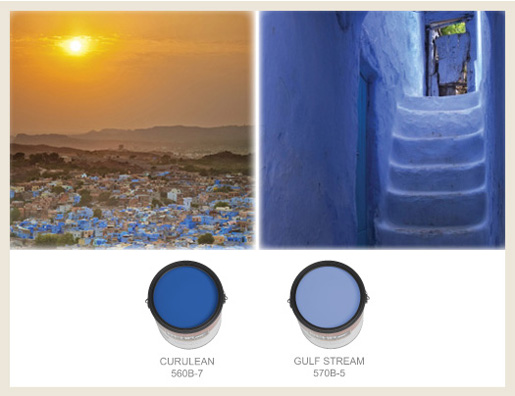 Blue and gold India colors - Colorfully BEHR
