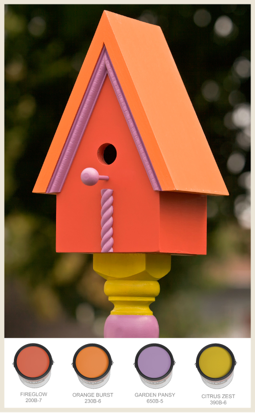 Multi-color-bird-house-with-frame - Colorfully BEHR