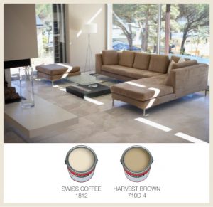 Modern-Living-room-using-camel-color - Colorfully BEHR