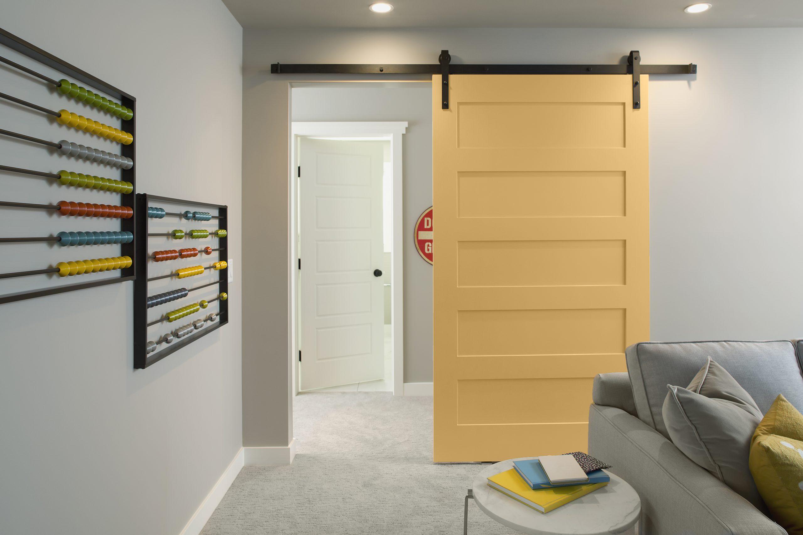 Yellow sliding door in house - Colorfully BEHR