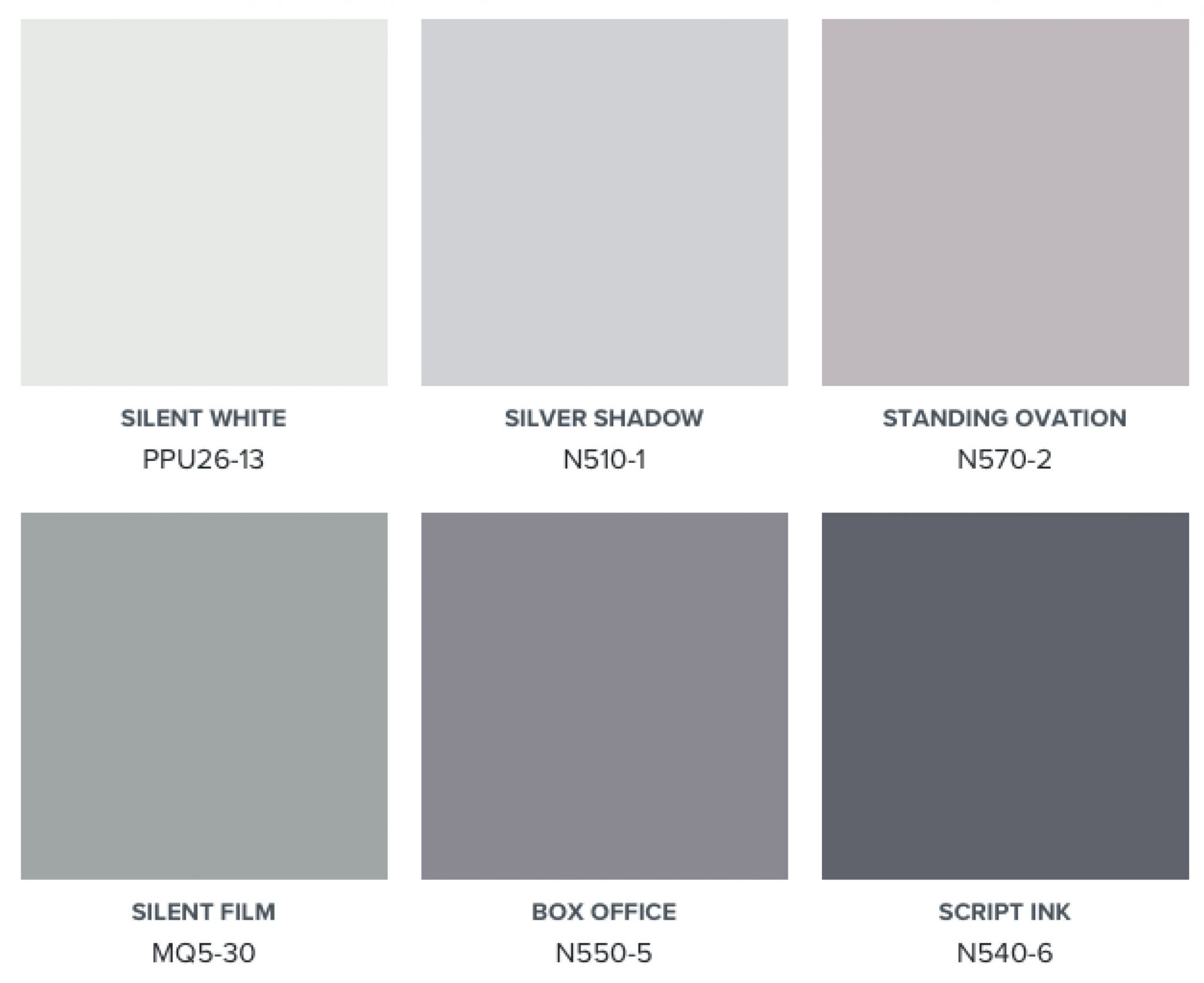 Gray Paint Color Palette – Silver Screen | Colorfully BEHR
