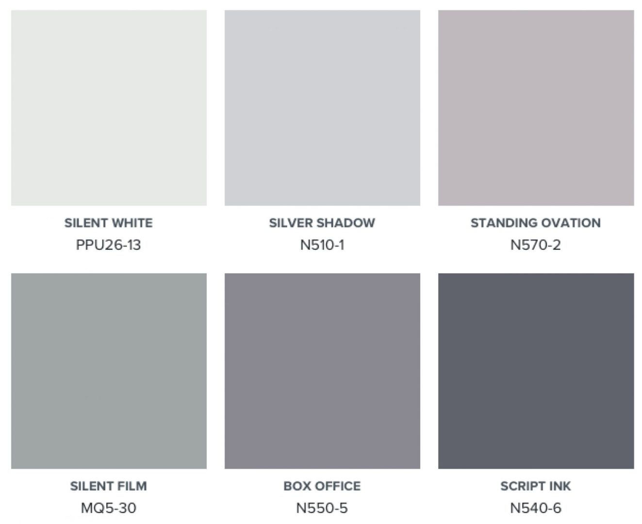 Gray Paint Color Palette – Silver Screen | Colorfully BEHR